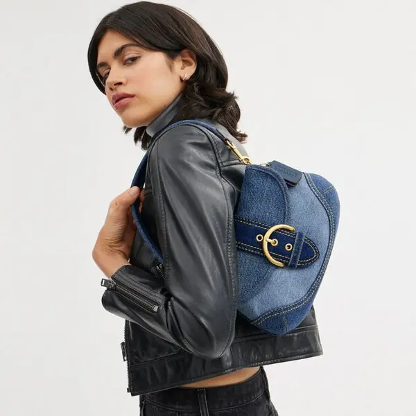 Coach Soho Bag In Repurposed Denim - Brass/Blue Multi | Editorialist